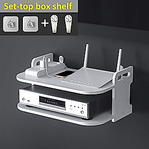 Denpetec Floating Shelf for TV Components,TV Box Shelf Thick DVD Player, Wall Hanging Shelf Punching-Free Storage Rack Floating Shelf for Set-Top Box Router Game Consoles for Home
