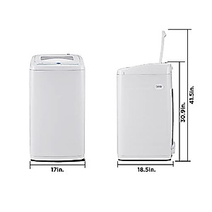 COMFEE’ Portable Washing Machine, 0.9 Cu.ft Compact Washer With LED Display, 5 Wash Cycles, 2 Built-in Rollers, Space Saving Full-Automatic Washer, Ideal for RV/Dorm/Apartment, Ivory White
