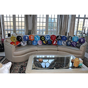 Bitcoin Pillows - Embroidered Round Stuffed Plush Crypto Pillow by BlockCraft.Shop BTC Plush Pillow