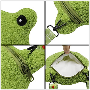 RARITYUS Cute Frog Crossbody Shoulder Bag Coin Purse Plush Mini Cartoon Satchel Handbags for Kids Girls Boys Women
