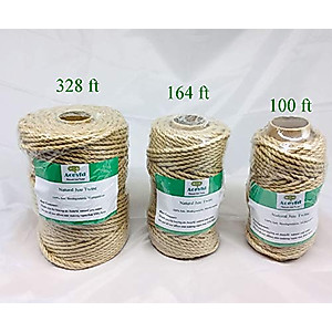 100 Feet 5mm Jute Twine, Heavy Duty Jute Rope, Natural Hemp Rope for DIY Arts Crafts, Gardening, Bundling，Home Decorating, Cat Scratching Post