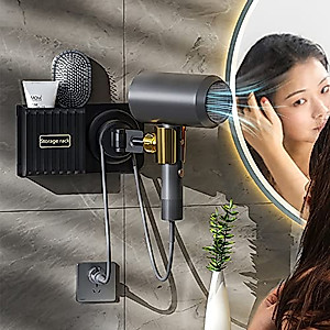 YepDear Hanging Organizer with Hairdryer Holder Storage Box Blower Bracket Adhesive Shower Caddy, No Drilling (White)
