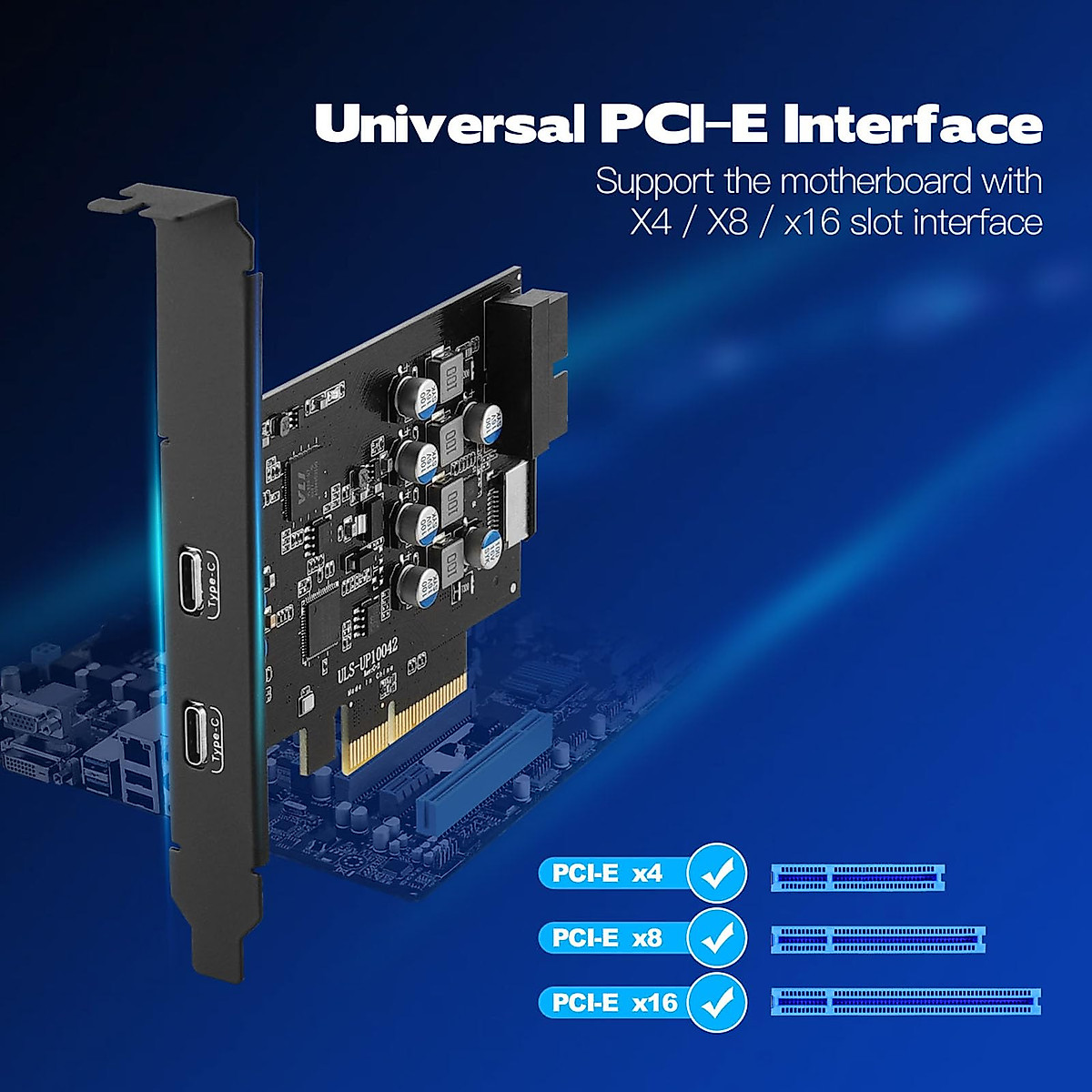 YEELIYA USB C PCIe Card SuperSpeed 10Gbps with 2 USB C and 2 Internal Port(Type-E,19 Pin USB 3.0 Header) PCI-E Expansion Cards PCI Express Front Panel Adapter for Desktop PC