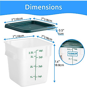 CUSINIUM 2-Pack - 4qt White Square Food Storage Containers with Lids