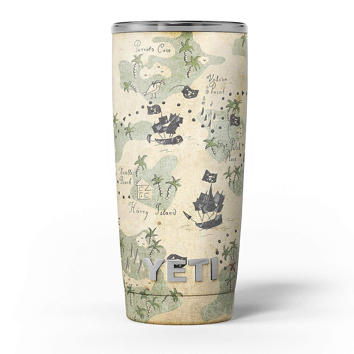 Design Skinz The Vintage Map of Pirate Islands - Skin Decal Vinyl Wrap Kit Compatible with The Yeti Rambler Cooler Tumbler Cups