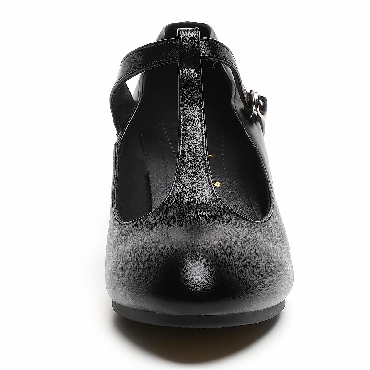 Women's Character Shoes Non-Slip Latin Salsa Ballroom Dance Heels T-Strap Wedding Pumps (7.5 / Black)