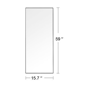 Black Full Length Floor Mirror with Stand for Bedroom and Bathroom Large Wall Hanging Mirror with Shatterproof for Living Room and Closet Aluminum Alloy Frame, Big Size, Free Standing, Gym Mirror