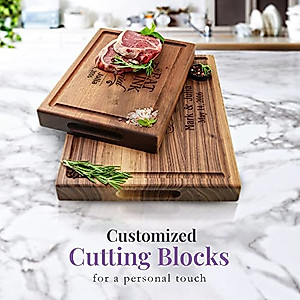 Straga Personalized Cutting Boards | Handmade Wood Engraved Charcuterie | Custom Wedding, Anniversary, Housewarming Gift for Married Couples (Eat, Drink and Be Married Design No.012)