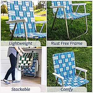 Lawn Chair USA Aluminum Webbed Chair (Picnic Chair, Charleston with Green Arms)