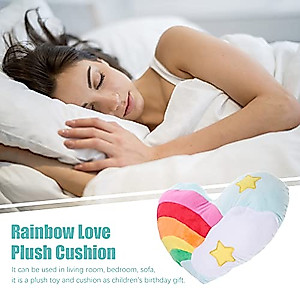 Toyvian Rainbow Heart Shaped Pillow Rainbow Throw Pillow Heart Shape Dining Room Sofa Cushion Dining RoomSoft Bedroom Decor Car Pillow Valentines Day Gift, 35x32x8cm