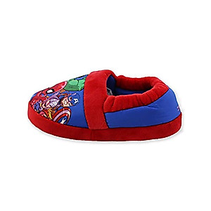 Marvel Super Hero Adventures Avengers Boy's Toddler Plush Aline Slippers (11-12 M US Little Kid, Red/Blue)