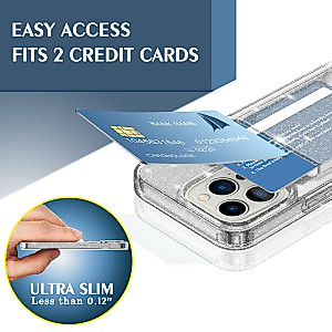 Petocase for iPhone 13 Pro Max Wallet Case 6.7in,Card Holder Slot Ultra Bling Slim Clear Flexible TPU Gel Rubber Soft Silicone Protective Phone Case for Apple iPhone 13 Pro Max-Clear Black