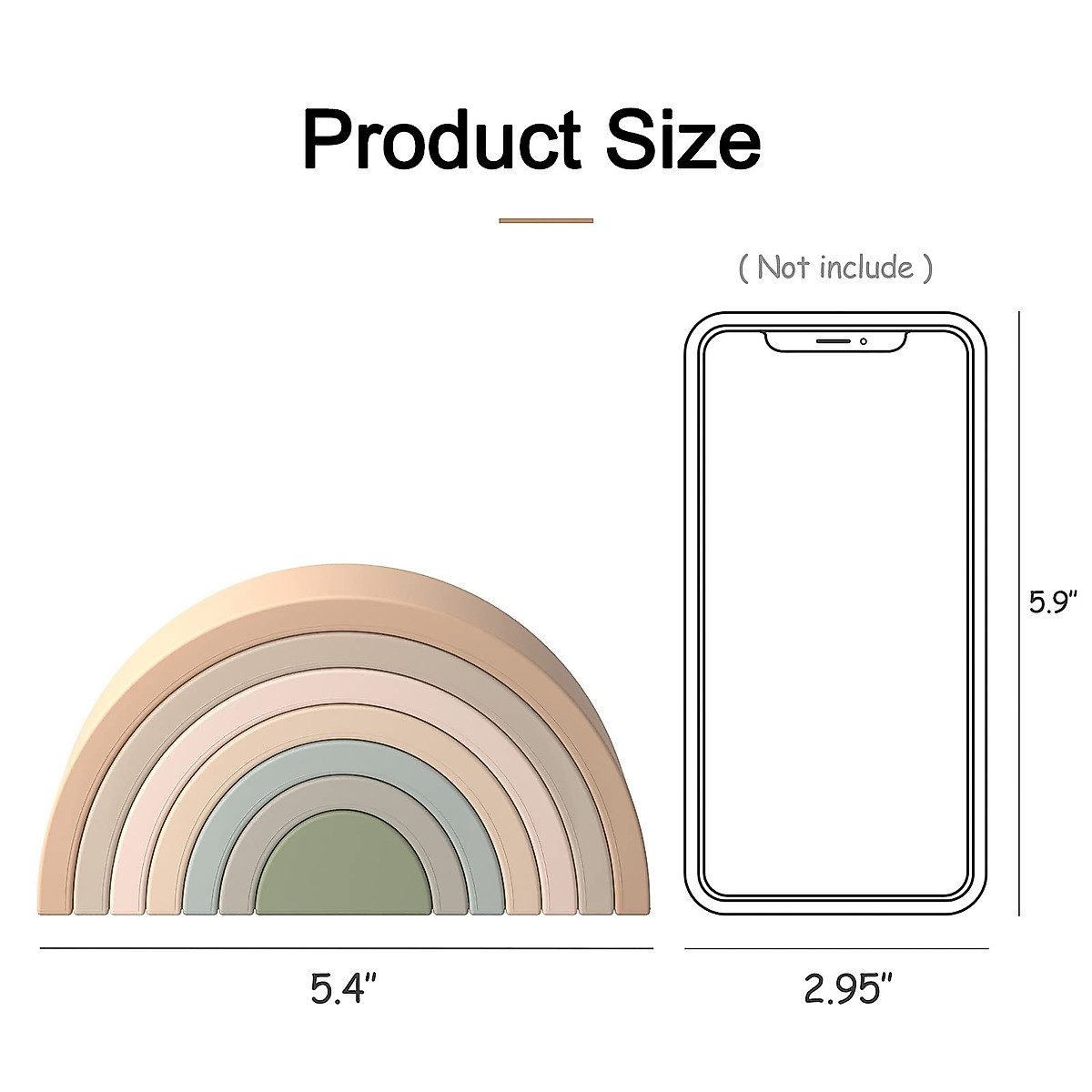 MCGMITT Rainbow Stacking Toy, Silicone Rainbow Stacker for Toddlers, Montessori Nesting Blocks, Building Creative Color Shape Matching Toy Set, 7 Layers