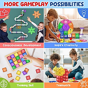 Magnetic Tiles Kids Toys STEM Magnet Toys for Toddler Magnetic Blocks Building Toys Preschool Learning Sensory Montessori Toys for 3+ Year Old Boys and Girls, Safe Creativity Toddler Kids Toys