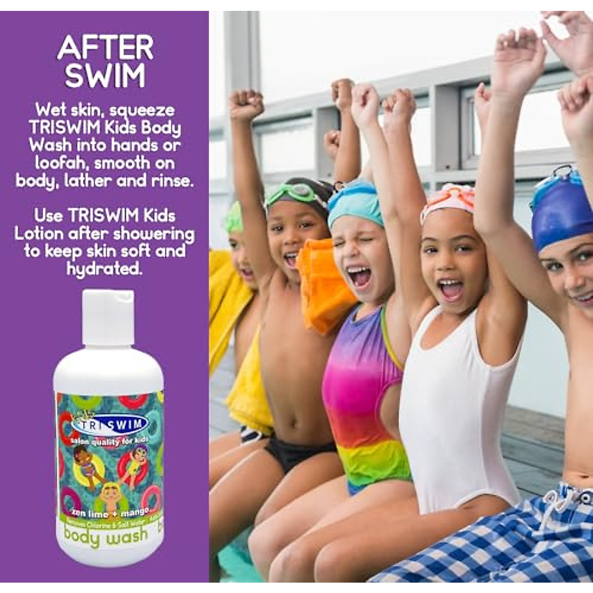 TRISWIM KIDS Scented Body Wash After-Swimmer Skincare, Chlorine Removal, Soothes and Moisturizes Skin, Relieves Symptoms Eczema & Dry Skin