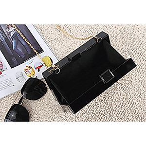 Shiratori Women Evening Clutch Bag, Acrylic Square Box Shoulder HandBags For Wedding Party Tote Purse (black)