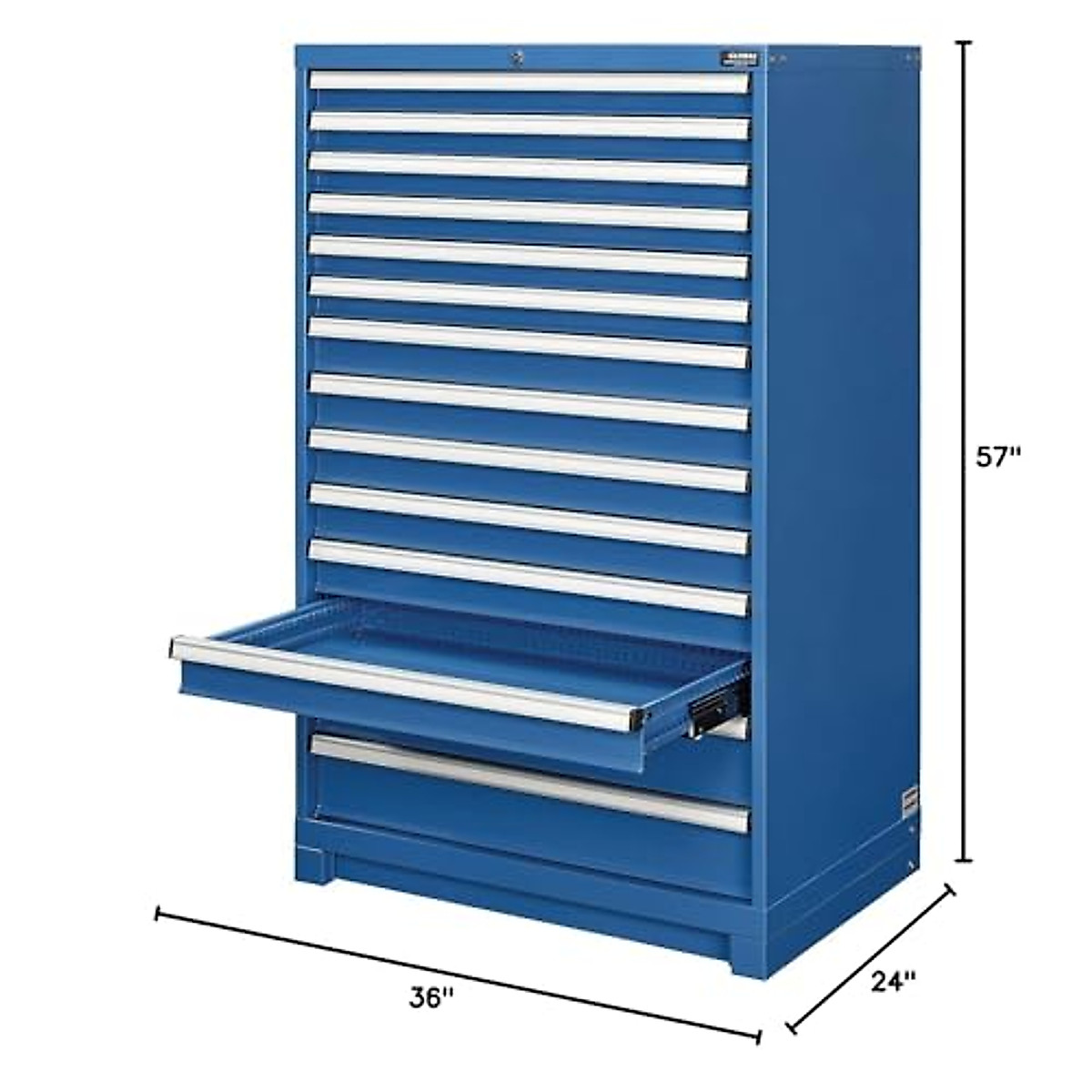 Global Industrial 14 Drawer Modular Cabinet, w/Lock, w/o Dividers, 36"Wx24"Dx57"H Blue