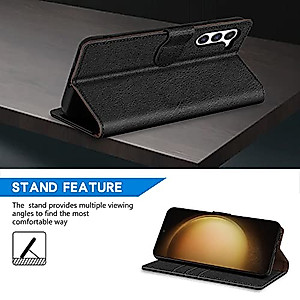 ZZXX Samsung Galaxy S23 Wallet Case with [RFID Blocking] Card Slot Kickstand Magnetic Closure Leather Flip Fold Protective Phone Case for Samsung Galaxy S23 Case Walle(Black-6.1 inch)