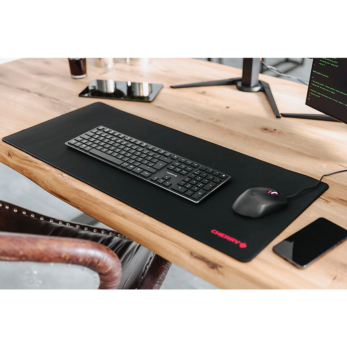 Cherry MP 2000 Premium Mousepad XXL. Waterproof for Home Office or Gaming. Large Anti-Slip Desk Mat. Easy Roll Up for Transport. 31x13 in