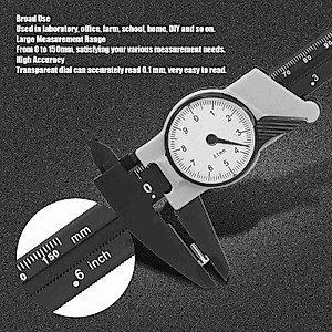 0-6“ Dial Caliper, Dial Vernier Caliper ABS Portable Metric Sliding Gauge Ruler Measuring Tool for School Laboratory Jewelry