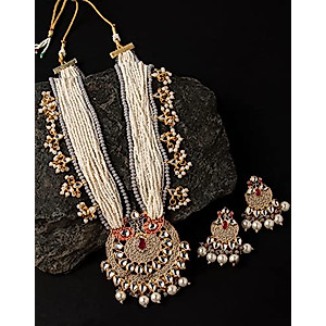 OZANOO Kundan Necklaces Set For Women And Girls, Kundan Necklace Set Jaipuri Jewellery/Indian Traditional Jewellery Set For Women And Girls, Necklaces