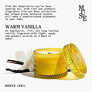 Hidden Label Wild Warm Vanilla Scented Candles, Crackling Wood Wick Soy Candles, Muse Collection 7.4oz Glass Jar Decorative Candles, Candles Gifts for Women