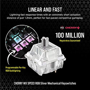 CORSAIR K70 RGB Tenkeyless Mechanical Gaming Keyboard - CHERRY MX SPEED Switches, Aluminum Frame, Per-Key RGB Backlighting, Detachable USB-C Cable