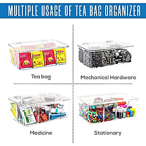 Utopia Home Set of 11 Organizers-8 Pantry Organizers (4 Large & 4 Small Drawers) & 3 Stackable Tea Bag Organizer Box with Clear Top Lids - Plastic Storage Racks for Freezers, Kitchen and Cabinets