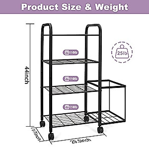 Emfogo Yoga Mat Holder Home Gym Storage Rack Yoga Mat Workout Storage for Foam Roller, Yoga Strap and Resistance Bands, Weight Rack for Dumbbells Workout Equipment Storage Organizer With Wheels