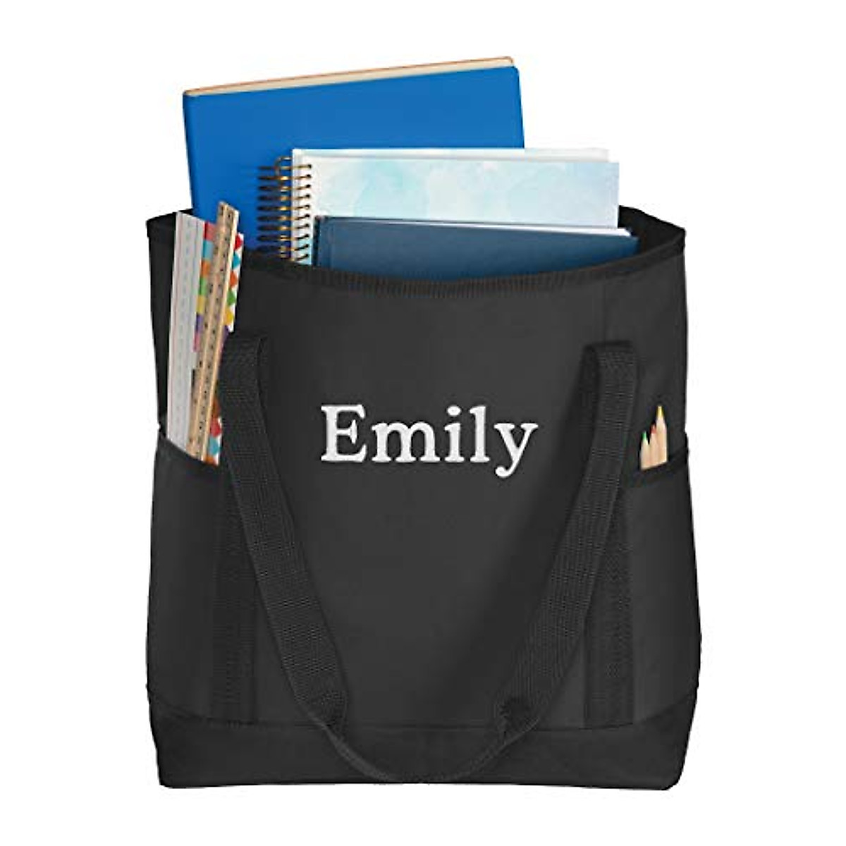 Personalized Zippered Tote| On-The-Go Monogrammed Tote Bag | Customize with a Name or Monogram (Black-Name)