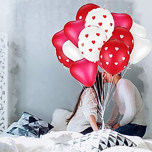 80 Pieces Heart Balloons Decorations Kit, Heart Shape Latex Balloons Valentine Balloons with 4 Twine String Roll for Valentines Day Decorations