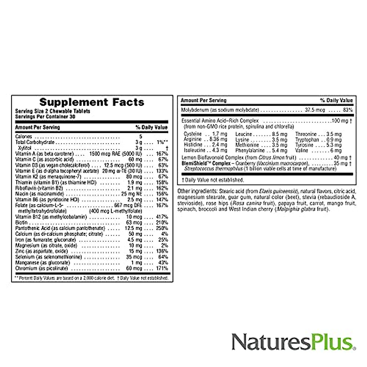 NaturesPlus Source of Life Power Teen for Him, Wild Berry - 60 Chewable Tablets, Pack of 2 - High Potency Teenage Multivitamin - Gluten Free, Sugar Free - 60 Total Servings