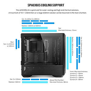 LIAN LI LANCOOL III E-ATX PC Case, Spacious RGB Gaming Computer Case with Hinged Tempered Glass Doors, Fine Mesh Panels, 4x140mm PWM Fans Pre-Installed High Airflow Chassis (Black)