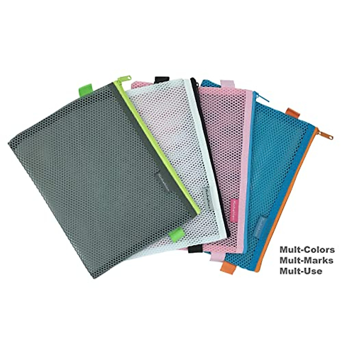 Mesh Zipper Pouch Cosmetic Bags Travel Storage Bags,6 PCS 3 Sizes, Zipper Bags Clear Zipper Pouch Small Organizer bag Zipper Folder Bag 2 Colours