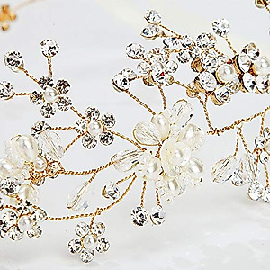 Headbands Wedding Hair Accessories for Women Bridal Headdress Engagement Flower Shape Headpiece HS128 Tiara (Metal Color : HS128)