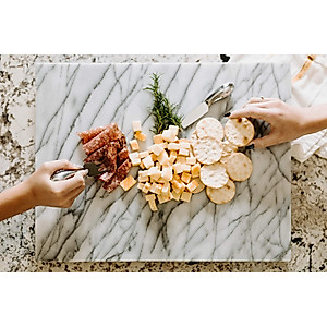 Villa Acacia Marble Cutting Board - 20 x 16 Inch Marble Slab Pastry Board for Charcuterie, Cheese, Dough, Dessert - Decorative Stone Cutting Board for Kitchen and Home﻿