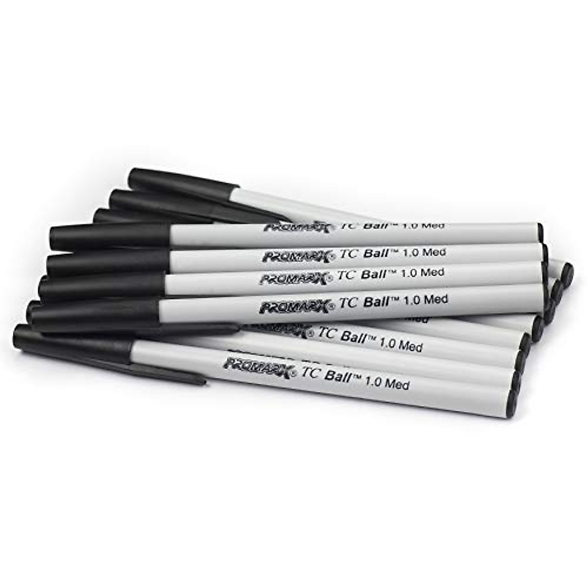 Kittrich Corporation Promarx TC Ball Premium Medium Ballpoint Stick Pens, 1.0 mm, Black Ink, 12 count