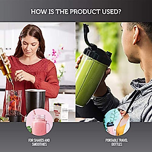 Bullet Blender Combo Mixer with 250W High Speed Fruit Vegetable Juicer Blender Coffee Grinder Blending & Grinding Blades with BPA free Tritan Travel Bottles for Frozen Fruit, Baby Food Spices Black