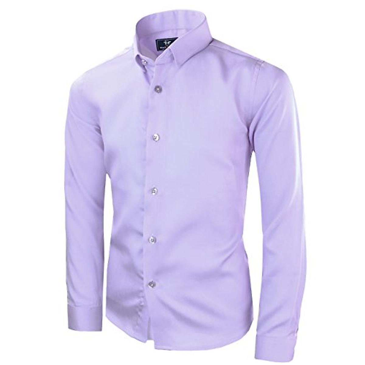 Black n Bianco Boys' Signature Sateen Long Sleeve Dress Shirt (18, Lilac)