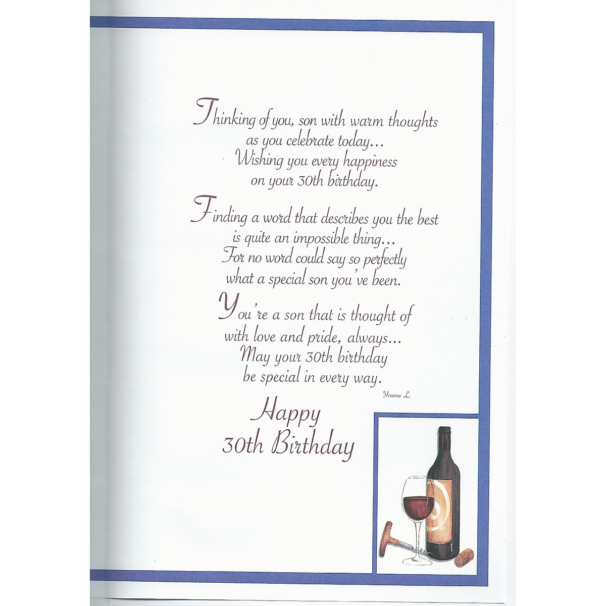 for ASpecial Son Happy 30th Birthday Card