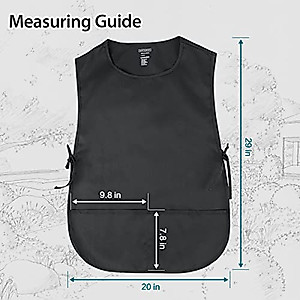 ROTANET Black Smock Cobbler Apron Art Apron Paint Cooking Cleaning Work 2 Pockets Dirt Resistant Men Women Teen