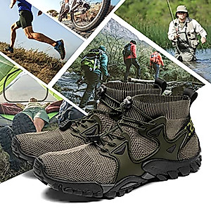 SOBASO Slip Resistant Hiking Shoes Trail Running Shoes Mens Slip on Sneakers Breathable Work Casual Athletic Gym Fitness Sport Workout go Walk Shoes Army Green