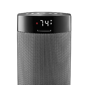 Lasko Ellipse Ceramic Tabletop Heater for Home with Tip-Over Switch, Child Lock, Digital Display, Thermostat, AutoECO Mode, Wide Oscillation, Remote, For Bedroom, Office, Den, 1500W, Black, CD12950