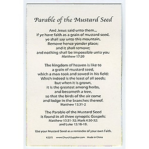 Faith Mustard Seed Wallet Cards with Mustard Seed (Pack of 12)