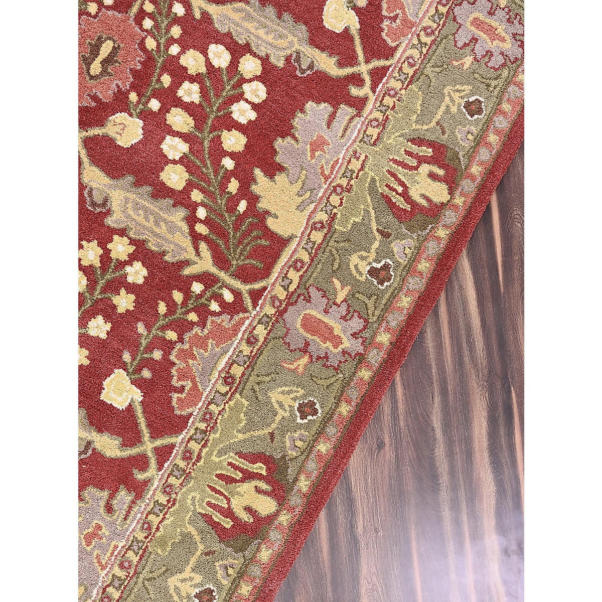 Restoration and Renovation Traditional Handcrafted Area Rug, Classic Oriental Pattern, Premium Wool, Rich Red & Gold with Floral Accents, 8x10 Feet - Living Room Bedroom Carpet (Rust, 6' x 9')