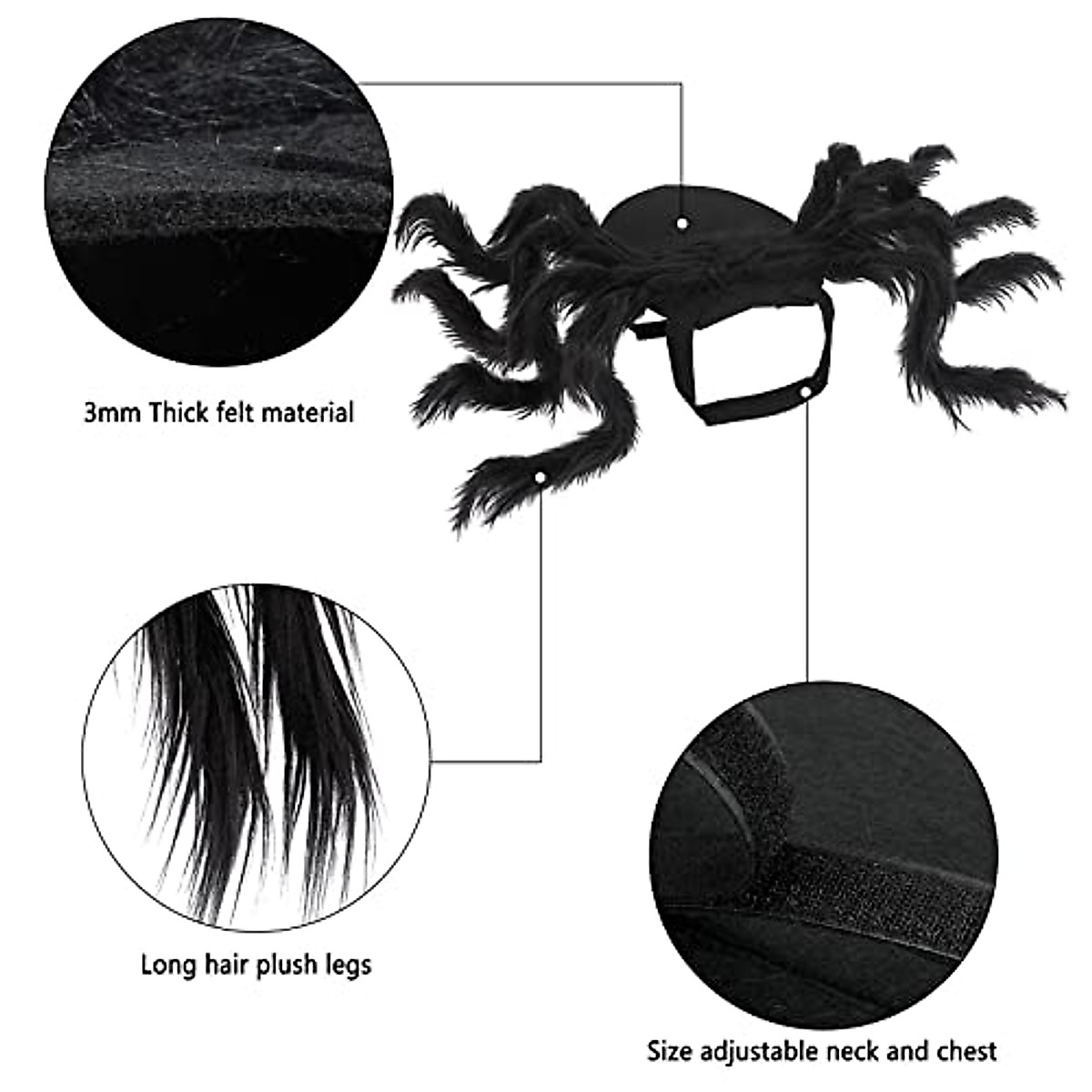 BWOGUE Halloween Pet Costume Spider Cosplay Apparel Dog Cat Spider Costume for Party Costume for Small Medium Dog Costume,Large