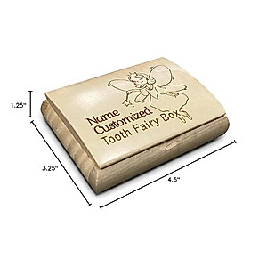 Mikutowski Woodworking Name Customized Tooth Fairy Box for Boys and Girls - Made in USA Customized Baby Teeth Keepsake Wooden Holder for Kids Tooth - Shower Birthday Gift Idea (TFB-01)
