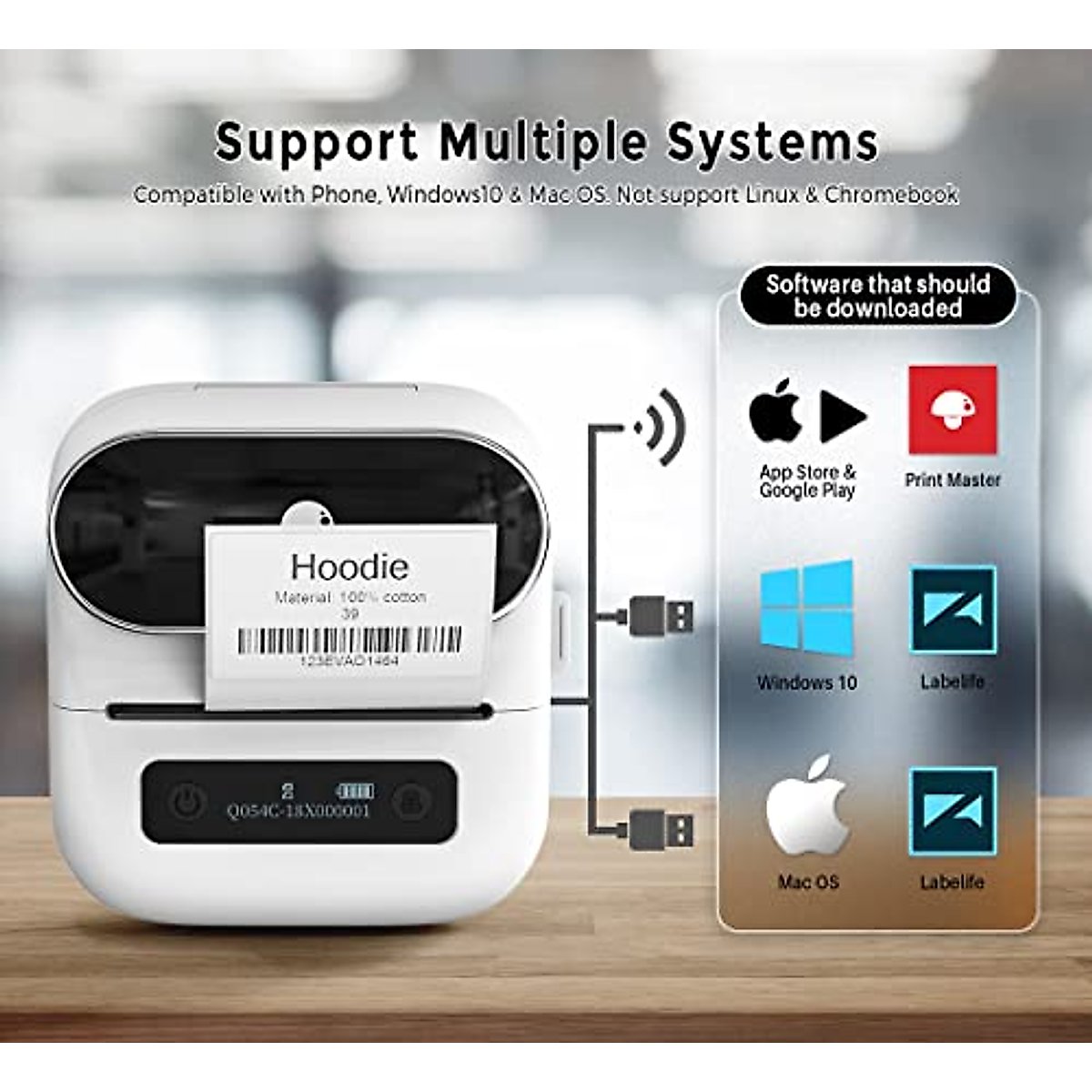 Phomemo M220 Label Maker, Upgrade 3 Inch Barcode Label Printer, Portable Sticker Maker Machine for Barcode, Name, Address, Labeling, Mailing, Home, Office & Small Business, Compatible with Phones&PC