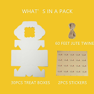 PQZKLDP 30PCS - 4x4x2.5 Inches White Mini Bakery Treats Boxes - Suitable for Mini Cake,Cupcake,Pastries,Bakery Treats,Cookies and Mini Bundt Cake-Perfect for Celebrations and Gifts