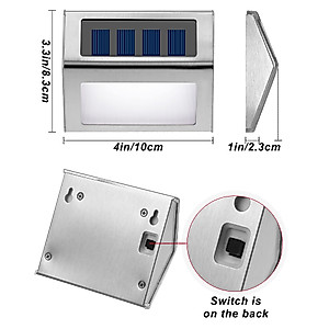 Treela 24 Packs Outdoor Fence Lights Solar Powered Deck Lights Waterproof Backyard Lighting Stainless Steel Lamp Stairs Fence Light Security Wall Lamps for Step Walkway Patio Garden Pathway (White)